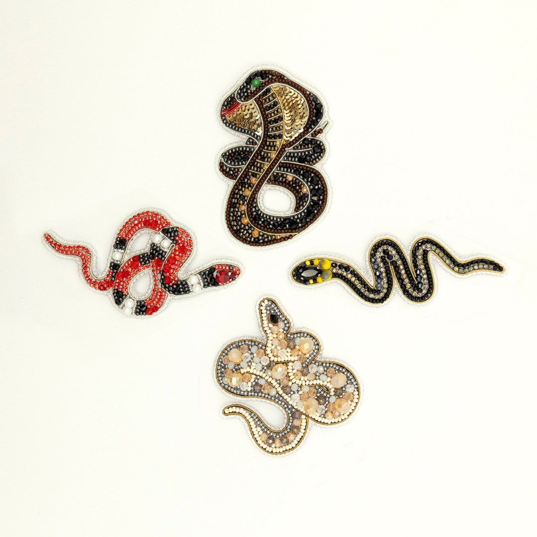 Bead Embroidery Kit - Set of 4 Snakes. DIY Serpent Beaded Brooches and ...