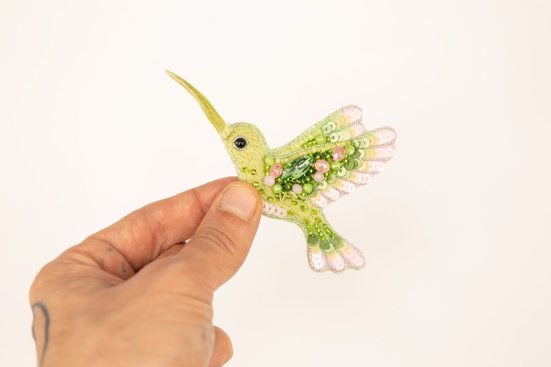Bead Embroidery Kit Hummingbird. Seed Bead Brooch Kit. DIY Craft Kit ...