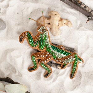 Bead Embroidery Kit Praying Mantis, DIY Beaded Brooch Kit, Insect Craft Kit, Jewelry Making Kit ...