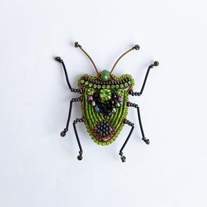 Bead Embroidery Kit Green Shield Bug. Insect Beading Kit Seed Bead ...