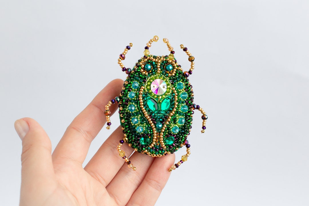 Bug Bead Embroidery Kit. Seed Bead Brooch Kit. DIY Craft Kit. Insect ...