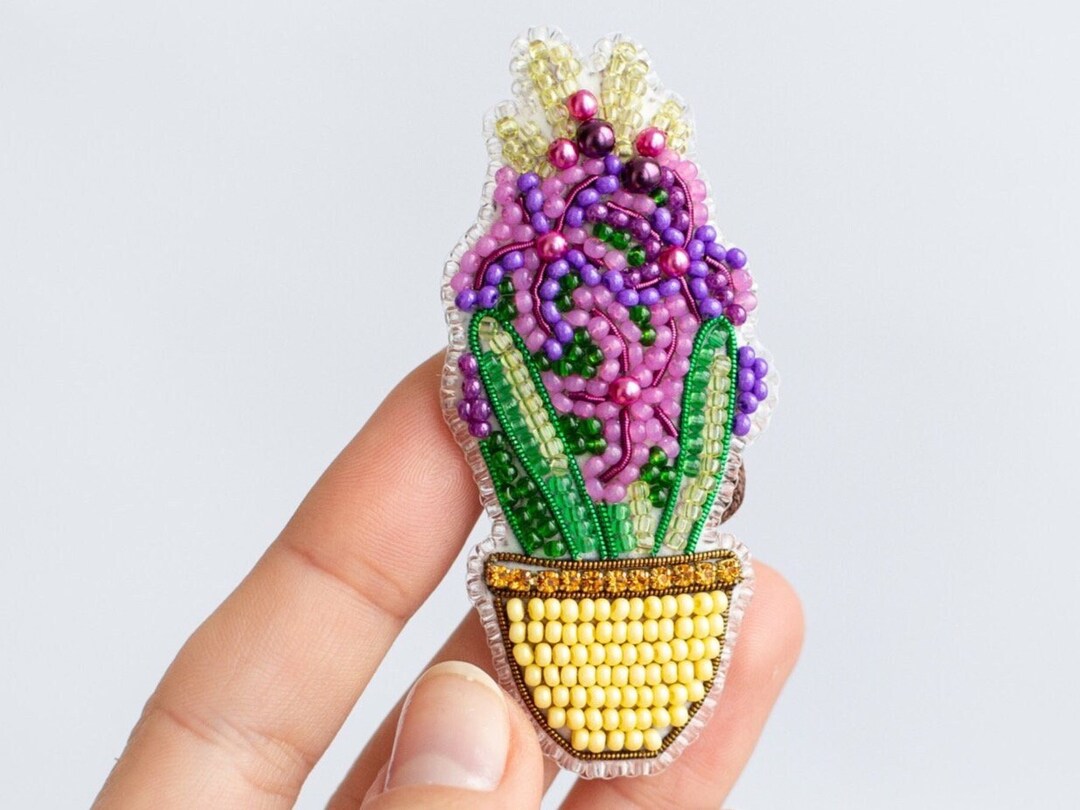 Hyacinth Bead Embroidery Kit. Seed Bead Brooch Kit. DIY Craft Kit ...