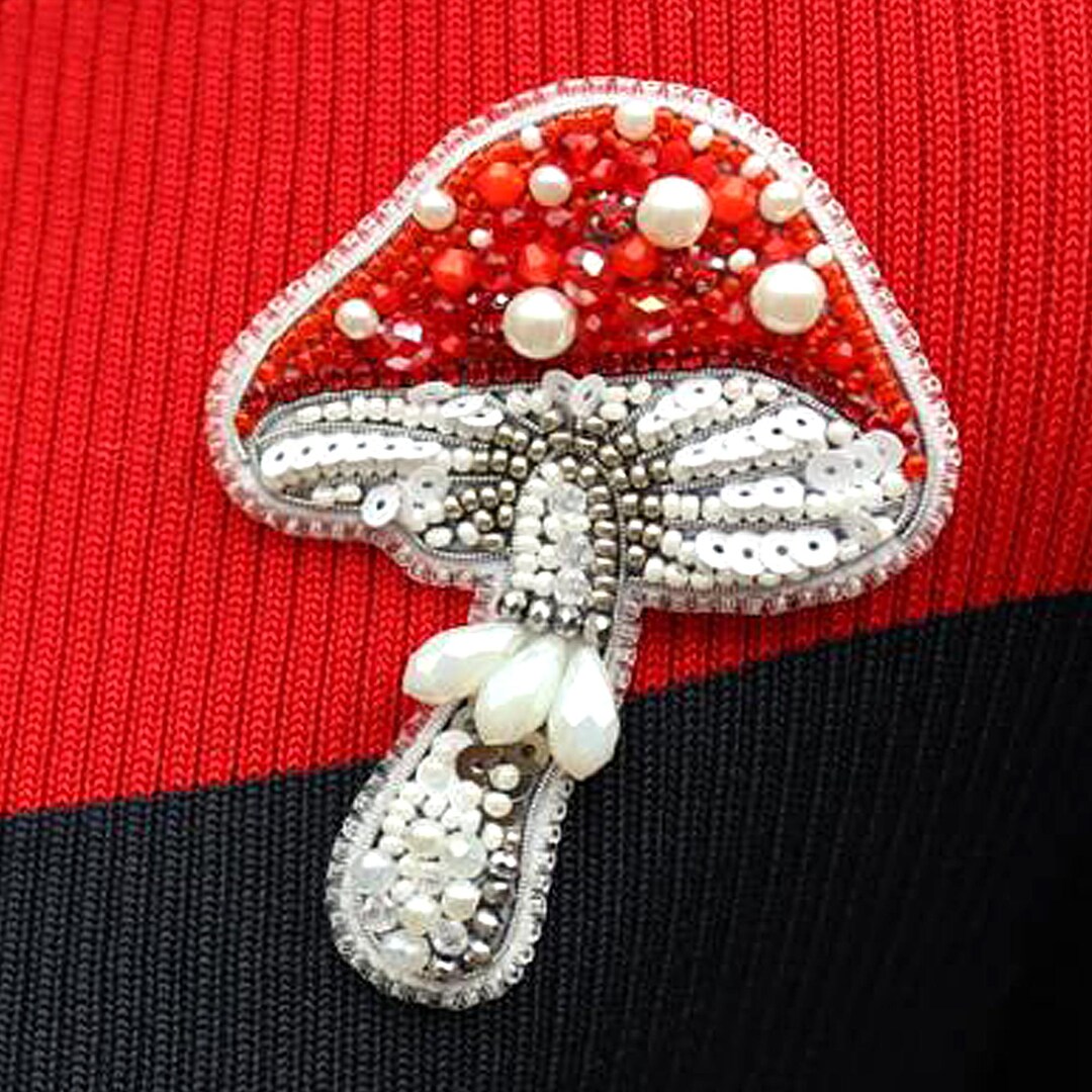 Bead Embroidery Kit: Toadstool Mushroom Brooch DIY Craft - Etsy