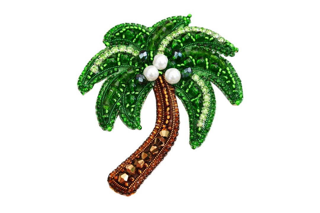 Bead Embroidery Kit Palm Tree. Seed Bead Brooch Kit. DIY Craft Kit ...