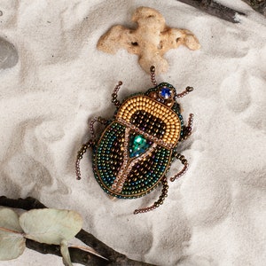 Bead Embroidery Kit Scarab Beetle. DIY Seed Bead Brooch Kit. Insect ...
