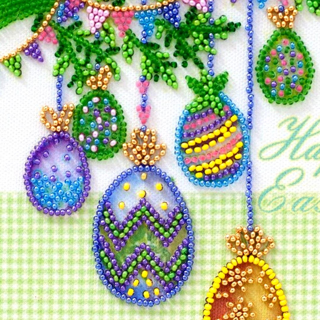 DIY Easter Bead Embroidery Kit on Art Canvas, Easter Eggs Beadwork ...