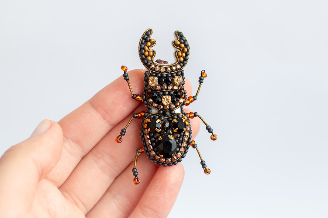 Bead Embroidery Kit Stag Beetle. Seed Bead Brooch Kit. DIY Craft Kit ...