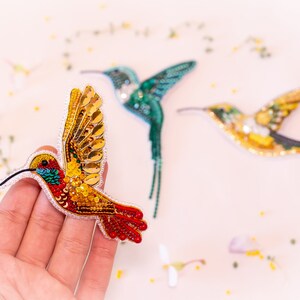 Bead Embroidery Kit - Set of 3 Hummingbirds, DIY Craft Kits, Bird ...