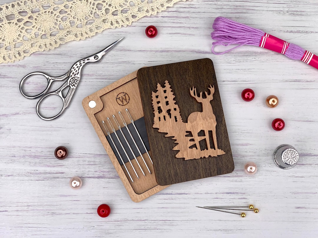 Personalizable Wooden Needle Holder, Magnetic Needle Minder, Sewing ...