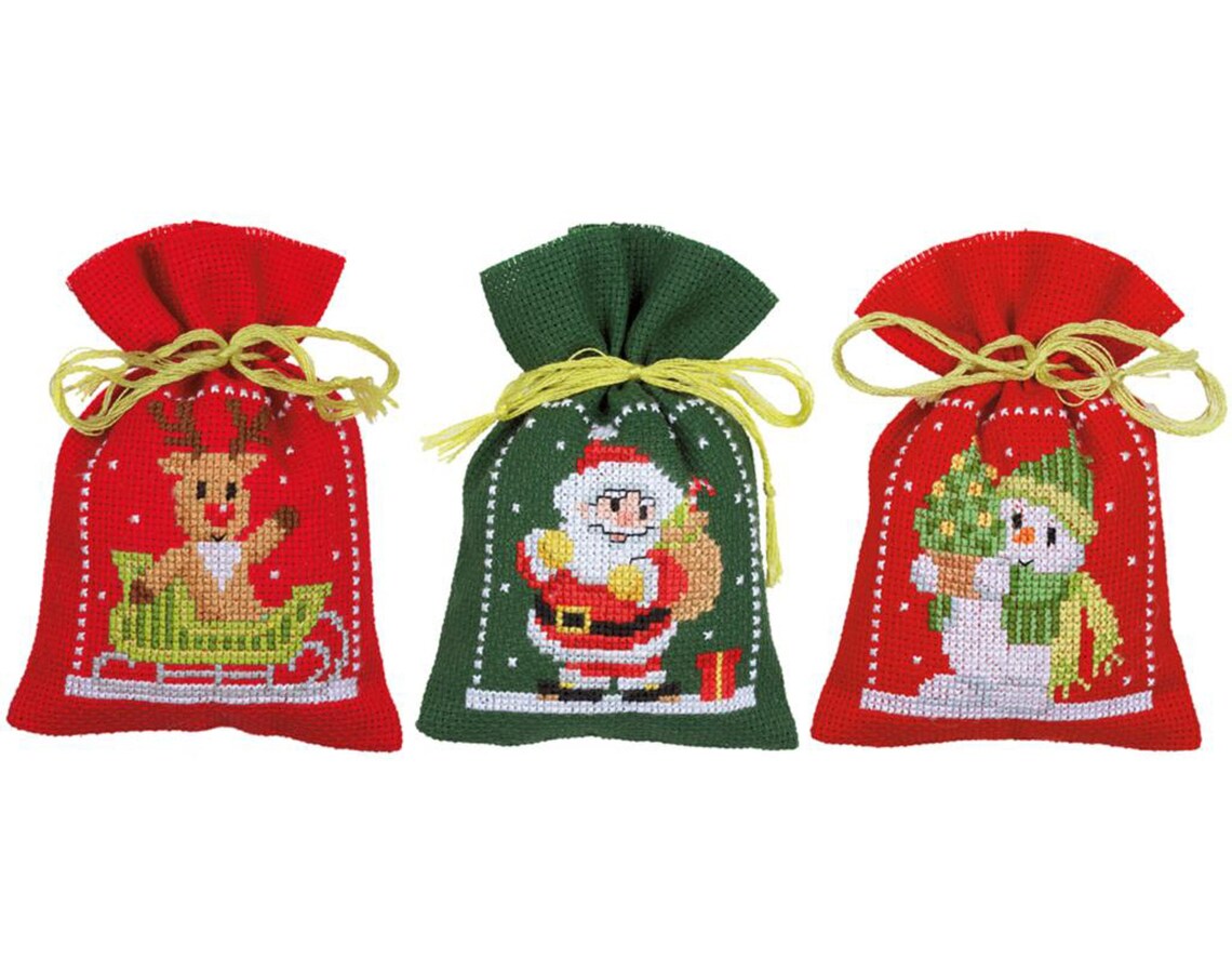Christmas Sachet Bags Cross Stitch Kit: Santa, Reindeer, Snowman - Etsy