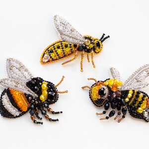 Bead Embroidery Kit Bee. Seed Bead Brooch Kit. DIY Craft Kit. Insect Beading Kit. Needlework ...