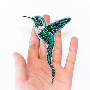 Bead Embroidery Kit Turquoise Hummingbird. Seed Bead Brooch Kit. DIY ...