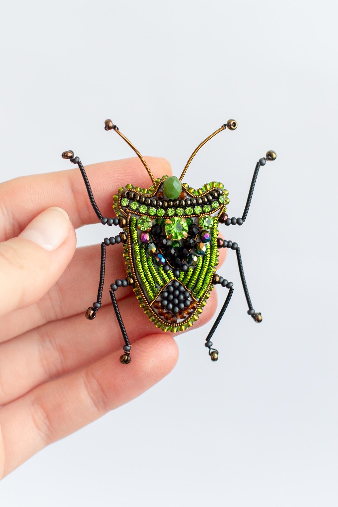 Bead Embroidery Kit Green Shield Bug. Insect Beading Kit Seed Bead ...