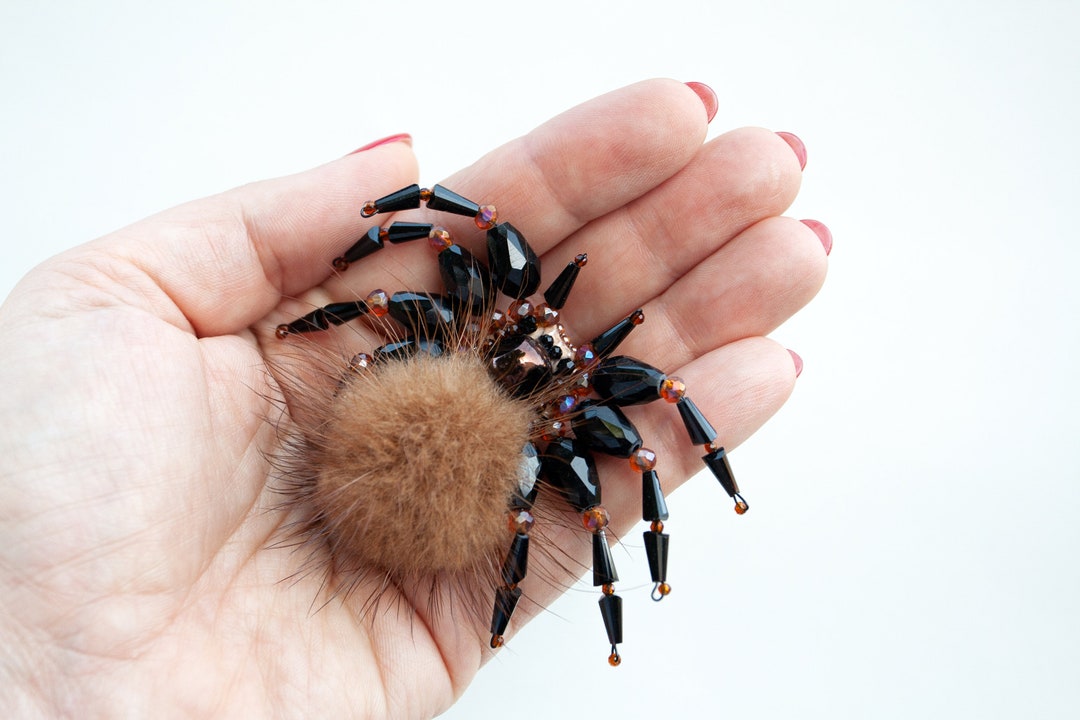 Bead Embroidery Kit: Tarantula Spider Brooch With Fur (DIY) - Etsy