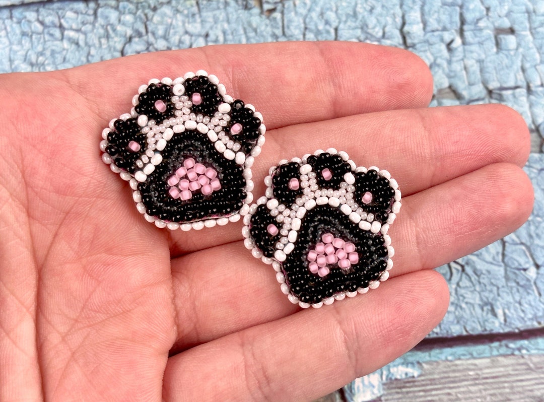 Animal Paws Bead Embroidery Kit. Seed Bead Brooch Kit. DIY Craft Kit ...