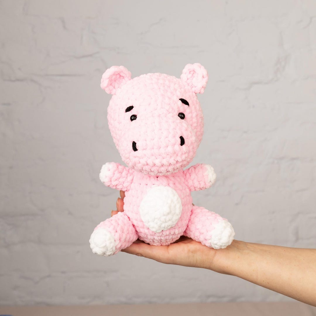 Light Pink Plush Hippo Crochet Kit: Beginner Amigurumi DIY Craft - Etsy