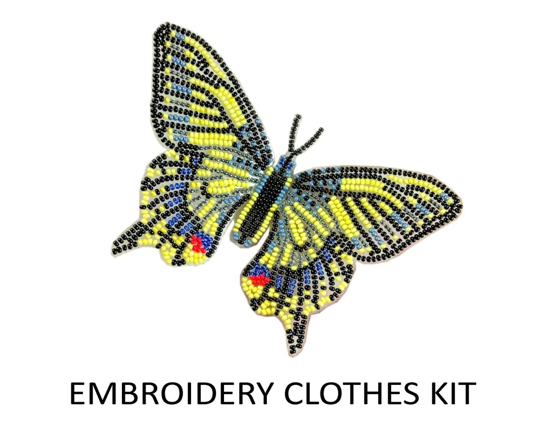 Swallowtail Butterfly (papilio Machaon) Applique Bead Embroidery Kit ...