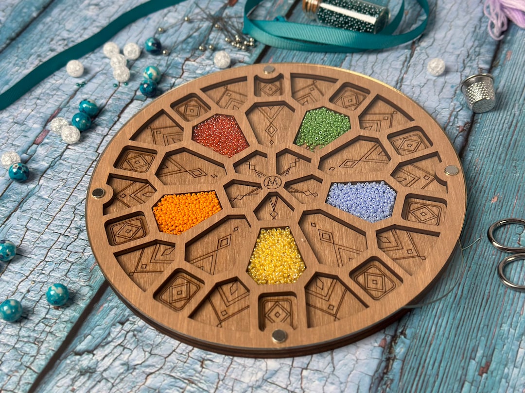 Personalizable Seed Bead Organizer With Clear Lid, Wooden Box for Beads ...