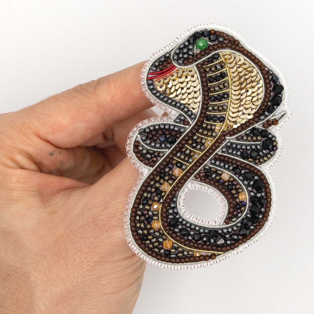 Bead Embroidery Kit Cobra. Seed Bead Brooch Kit. DIY Craft Kit. Snake ...