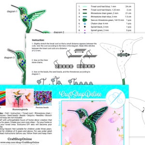 Bead Embroidery Kit - Set of 3 Hummingbirds, DIY Craft Kits, Bird ...