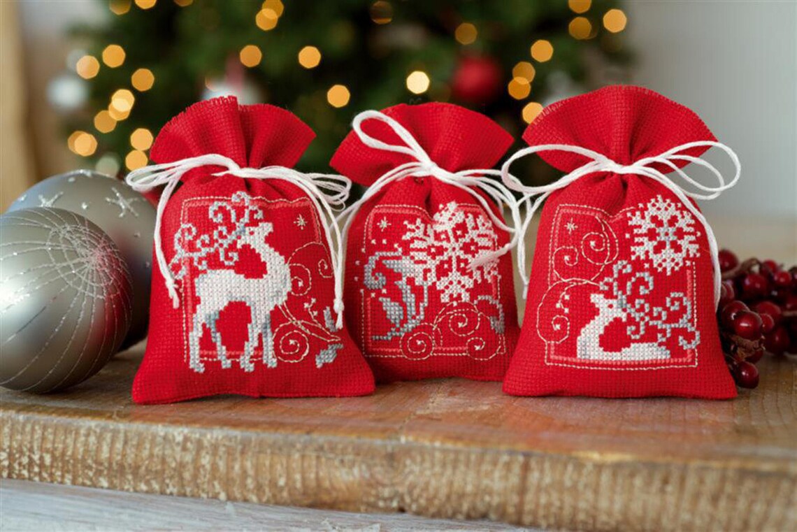 Christmas Sachet Bags Cross Stitch Kit: Winter Embroidery Designs - Etsy