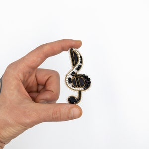 Treble Clef Handmade Beaded Brooch, Embroidery Brooch, Art Glass Pin ...