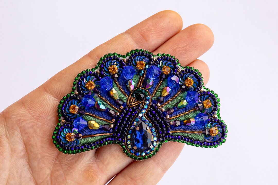 Bead Embroidery Kit Peacock. Seed Bead Brooch Kit. DIY Craft Kit. Bird ...