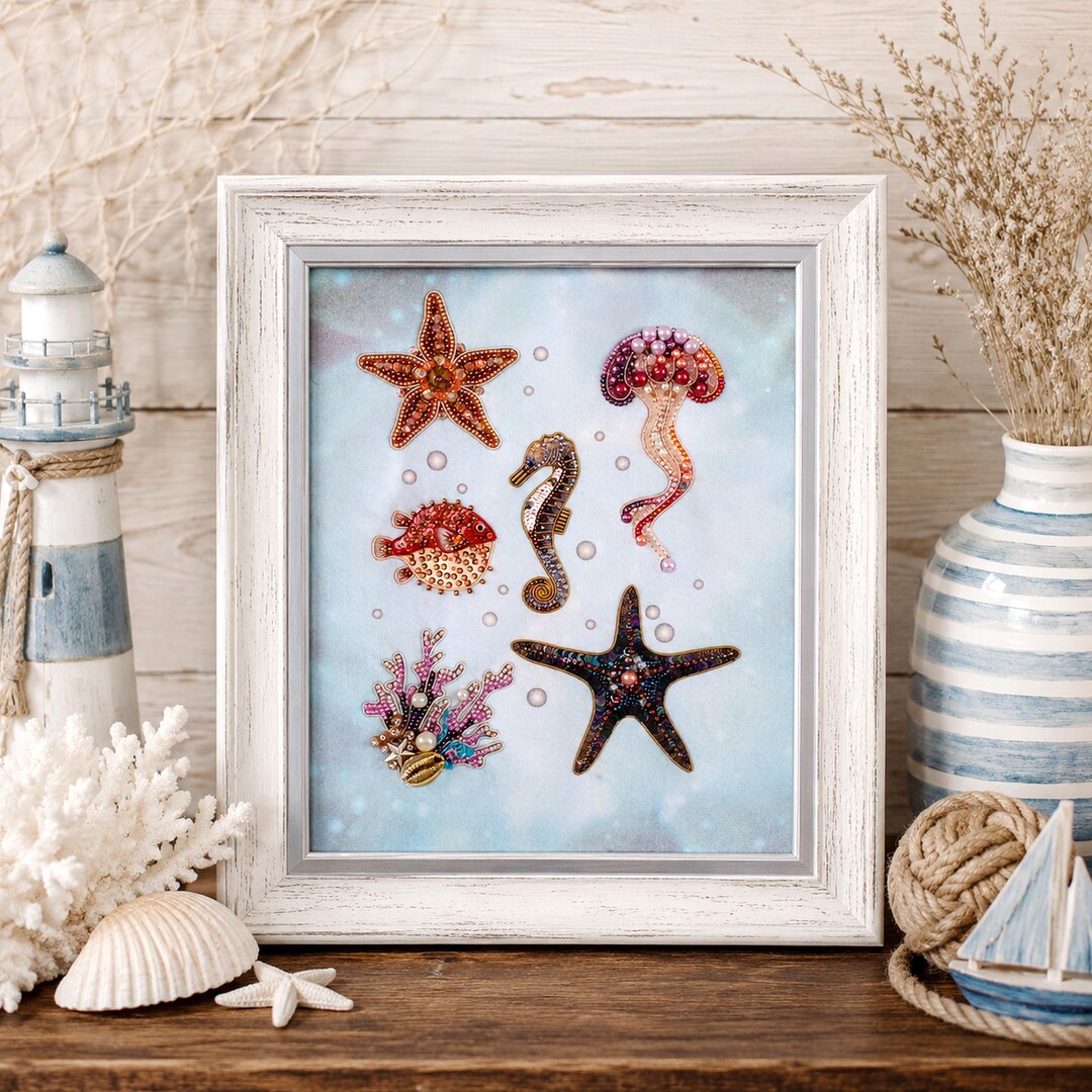 Maritime Bead Embroidery Kit: DIY Sea Life Picture Art - Etsy