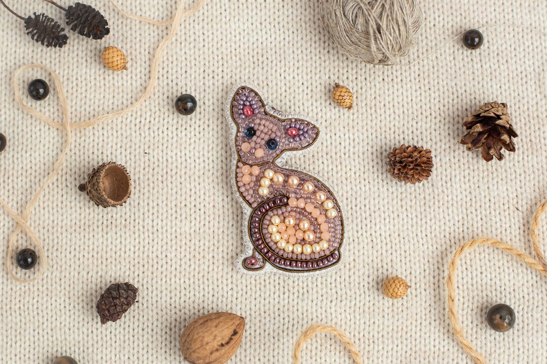 Broche de perles faite main chat Sphinx, broche de broderie, épingle en ...