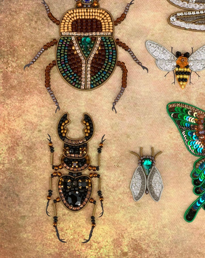 Bugs Bead Embroidery Kit: DIY Insect Beading on Printed Felt Base - Etsy