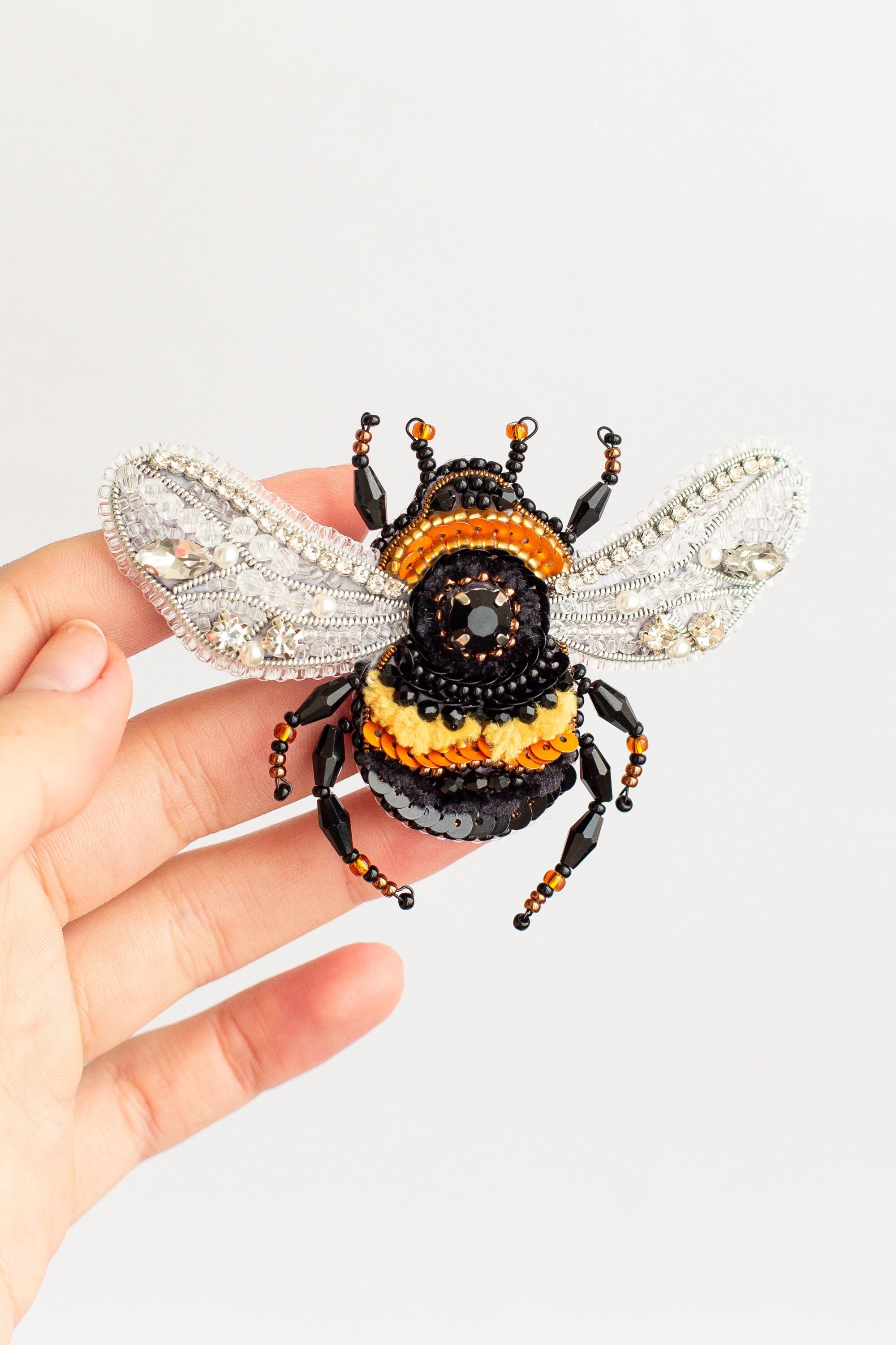 Wasp, Bumblebee, Honey Bee Bead Embroidery Kit. Seed Bead Brooch Kit ...