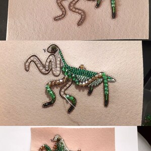 Bead Embroidery Kit Praying Mantis, DIY Beaded Brooch Kit, Insect Craft Kit, Jewelry Making Kit ...