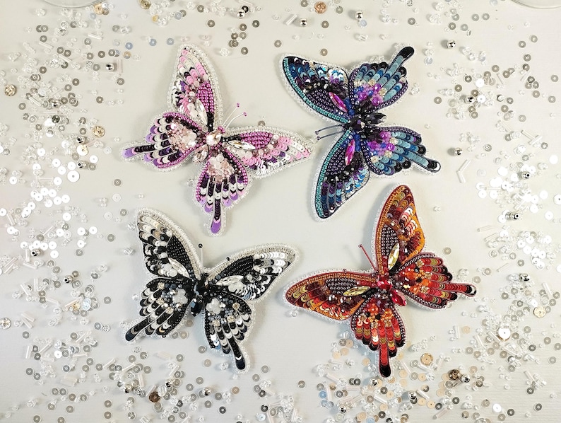 Beaded Butterfly Brooch Embroidery Kit, DIY Felt Jewelry - Etsy