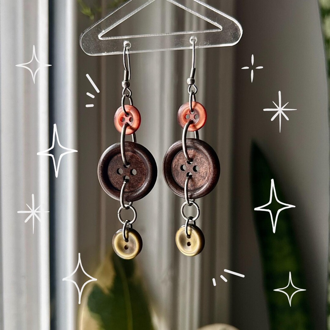 Upcycled Button Earrings - Sustainable Handmade Fashion, Reclaimed ...