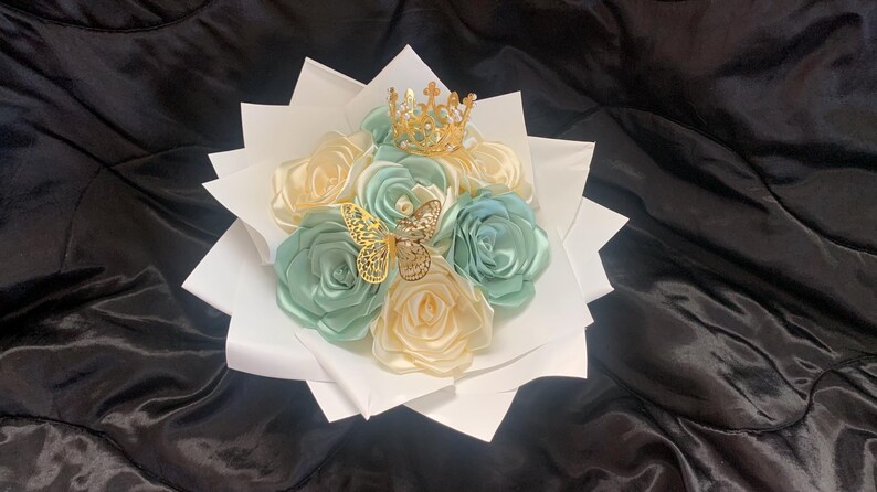 Tiana-inspired Ribbon Rose Bouquet | Handmade Princess Gift - Etsy