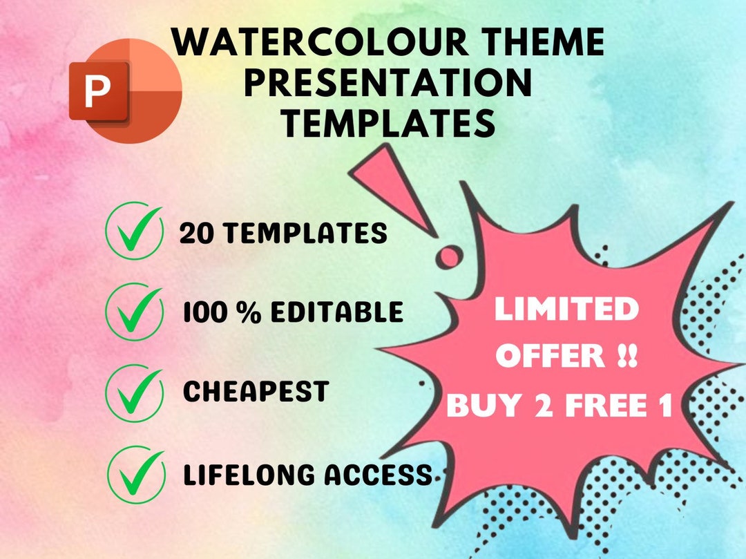 Watercolour Powerpoint Presentation Templates - Etsy