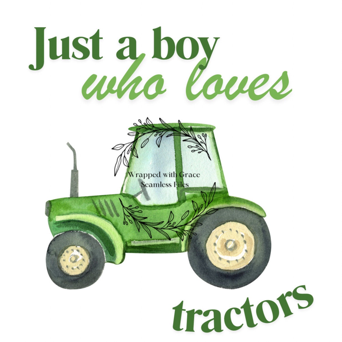 Green Watercolor Tractor PNG, Transparent Background (digital Download ...