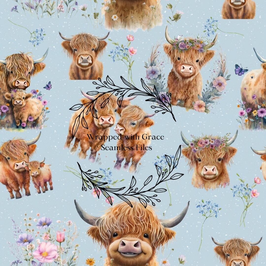 Blue Highland Cow - Etsy