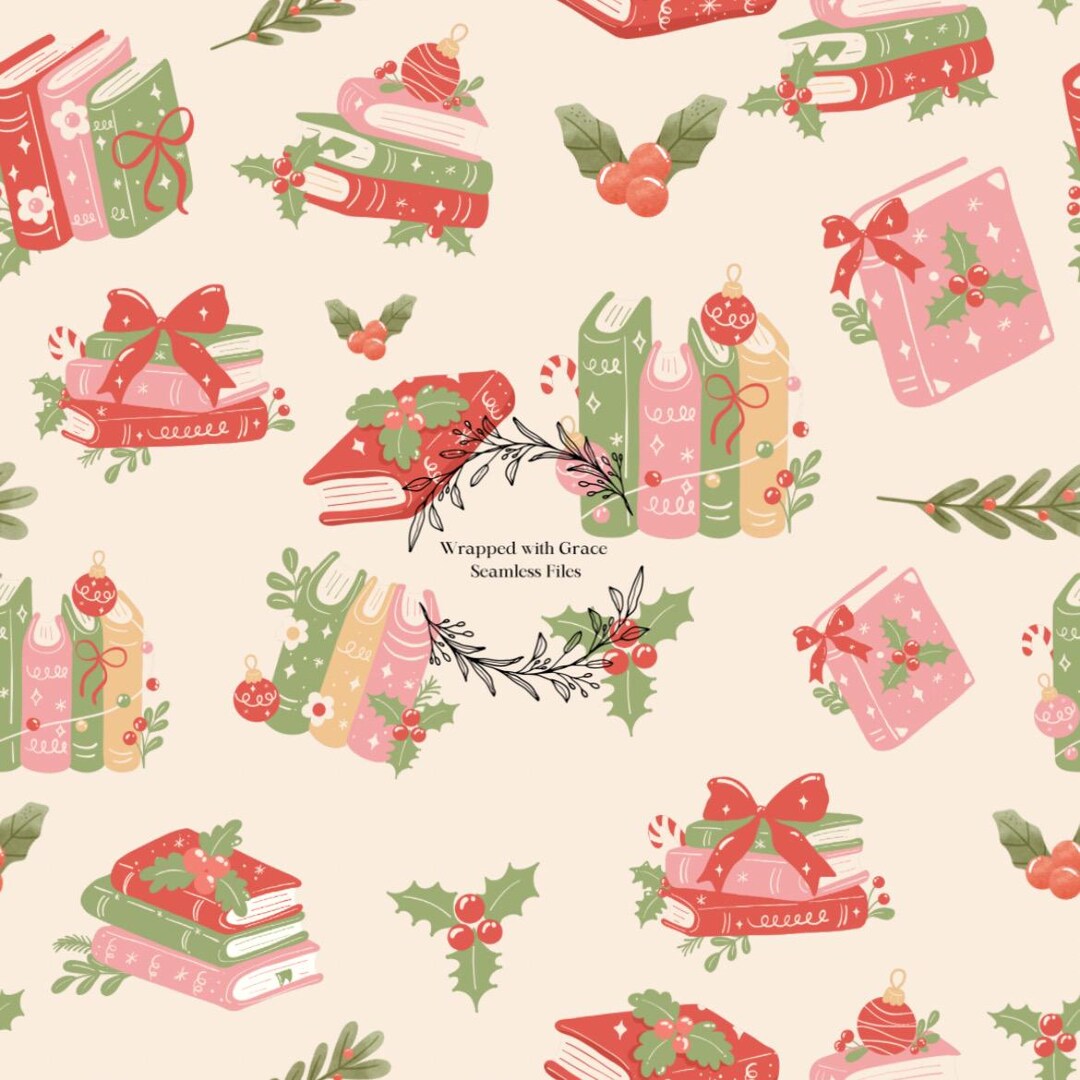 Christmas Book Seamless File | Bookish Seamless File - Etsy