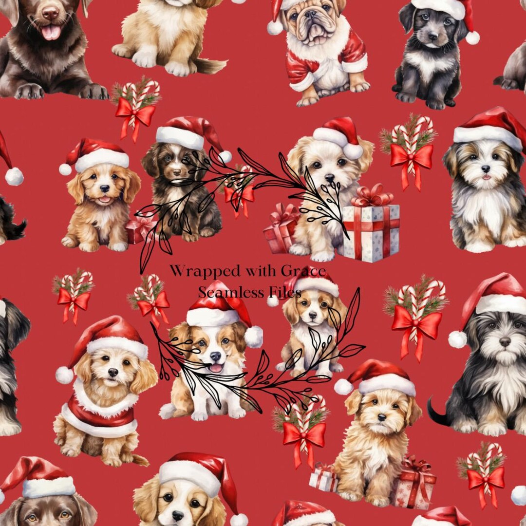 Christmas Puppies Seamless File - Etsy