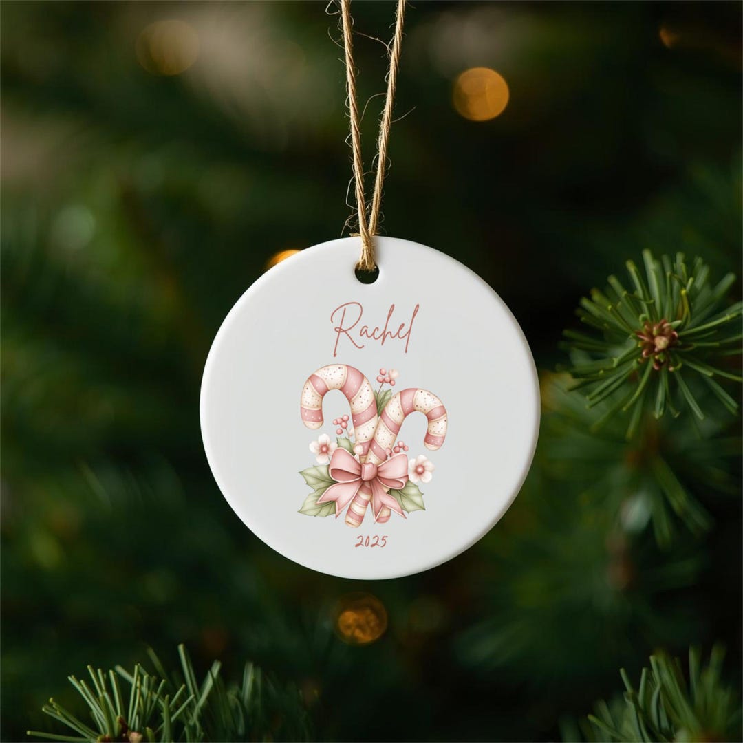 Personalized Ceramic Candy Cane Ornaments: Custom Holiday Gifts for ...