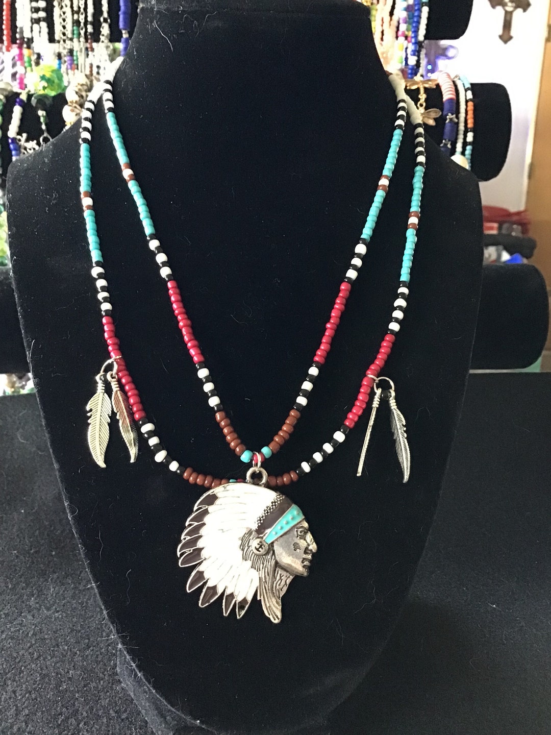 Native American Seed Bead Necklace With Pendant - Etsy