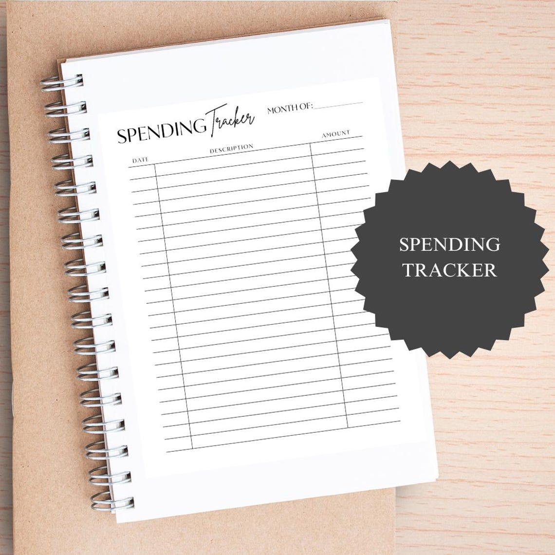 Printable Spending Tracker, Expense Tracker, Monthly Transactions Log ...