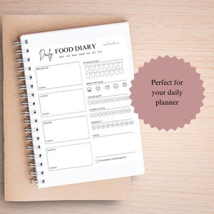 Daily Food Diary Printable, Food Journal, Meal Planner, Vitamin Intake ...