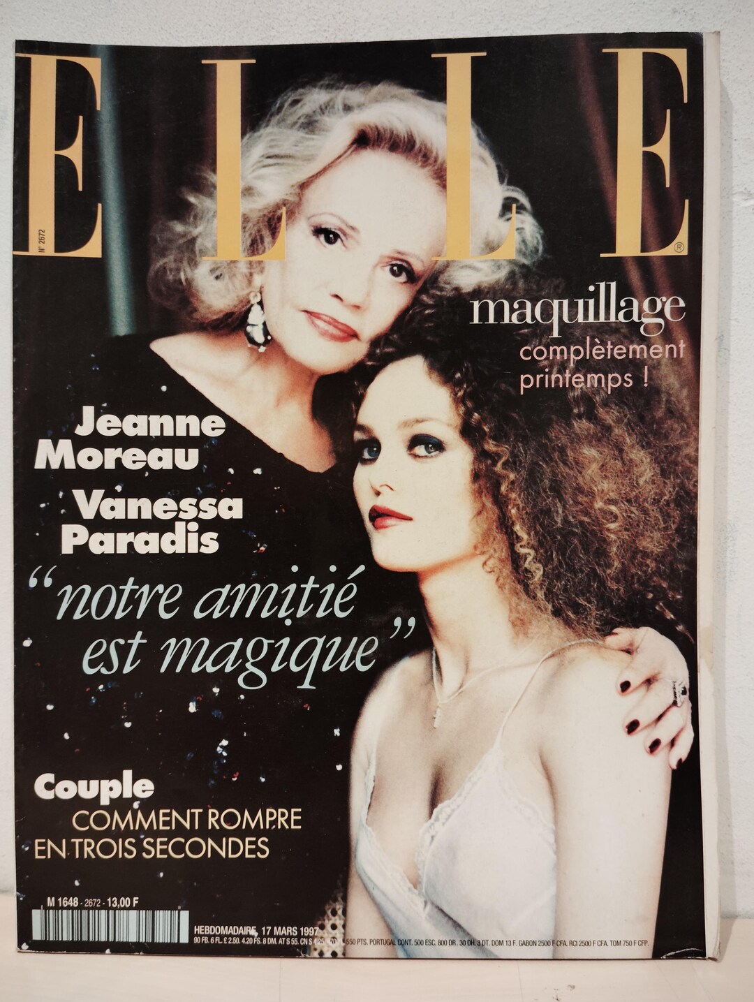 Elle Magazine March 1997 Jeanne Moreau and Vanessa Paradis by Ellen Von ...