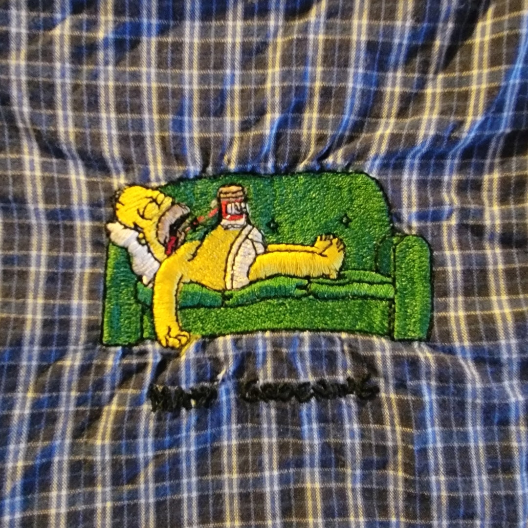 Vintage Homer Simpson Embroidered Boxer. Size Small 30-32. Blue Plaid ...