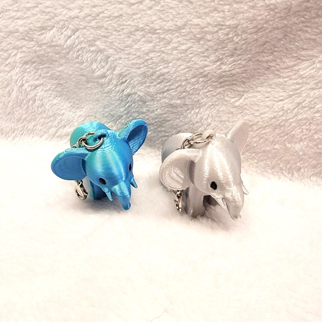 3D Print Silver Satin or Blue Satin Elephant Keychain/bag Charm - Etsy