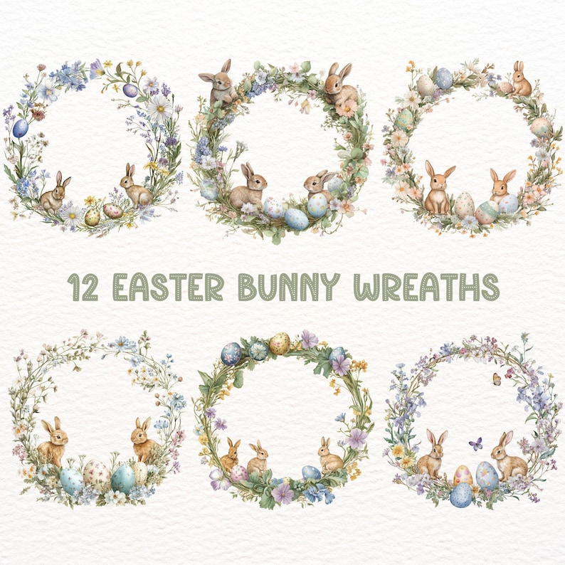 Easter Clipart Mega Bundle, Cute Bunnies and Chicks, Watercolor Bunny ...