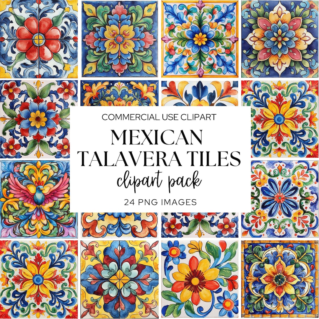 Mexican Talavera Clipart, Talavera Tiles Download, Floral Mosaic Clip ...