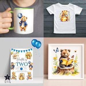 Cute Watercolor Honey Bears Clipart, Nursery Decor, Kids Birthday, Baby ...